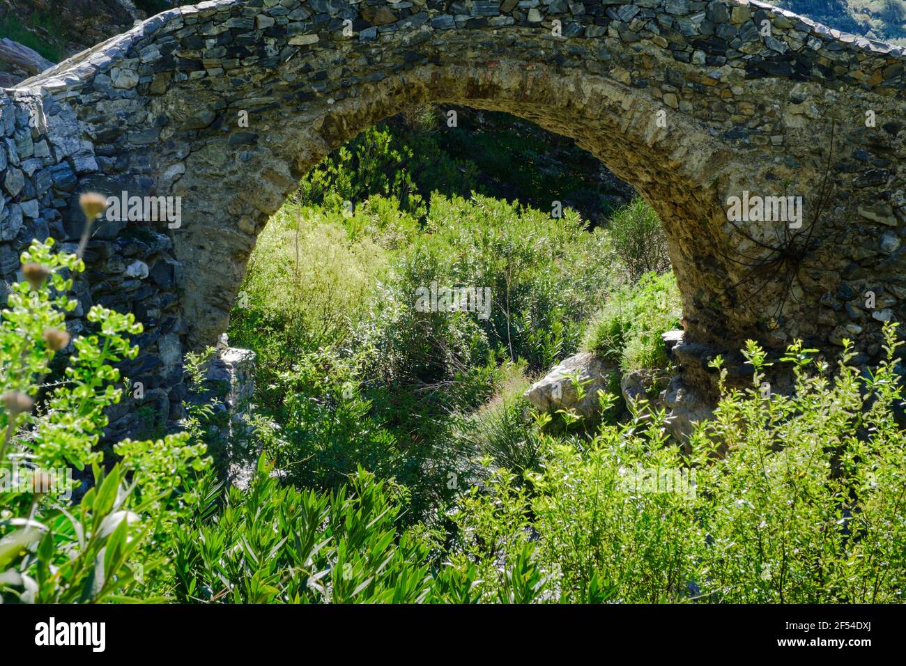 The roman bridge near the village of Sedella, Axarquia, Andalucia ...