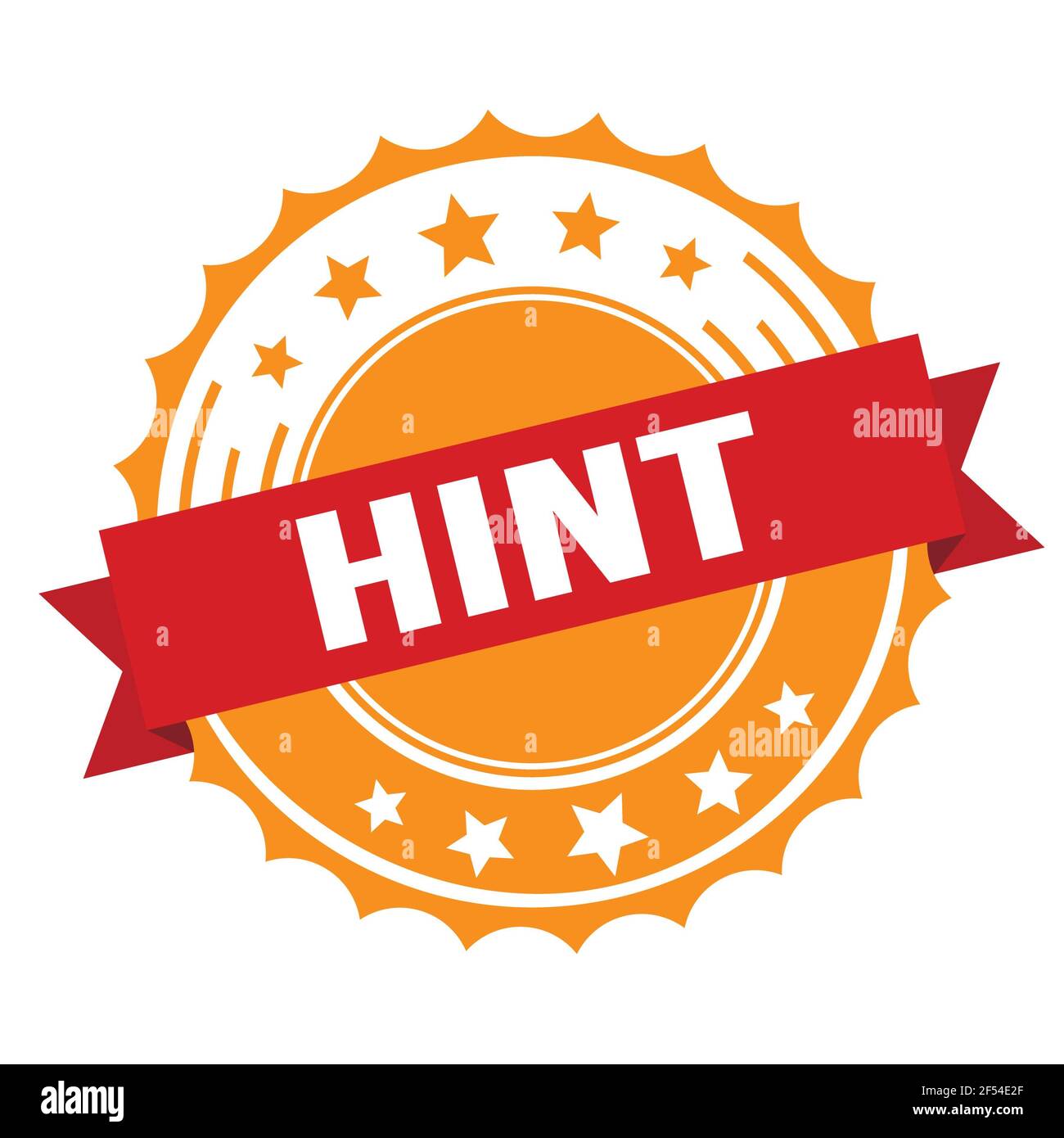 HINT text on red orange ribbon badge stamp Stock Photo - Alamy