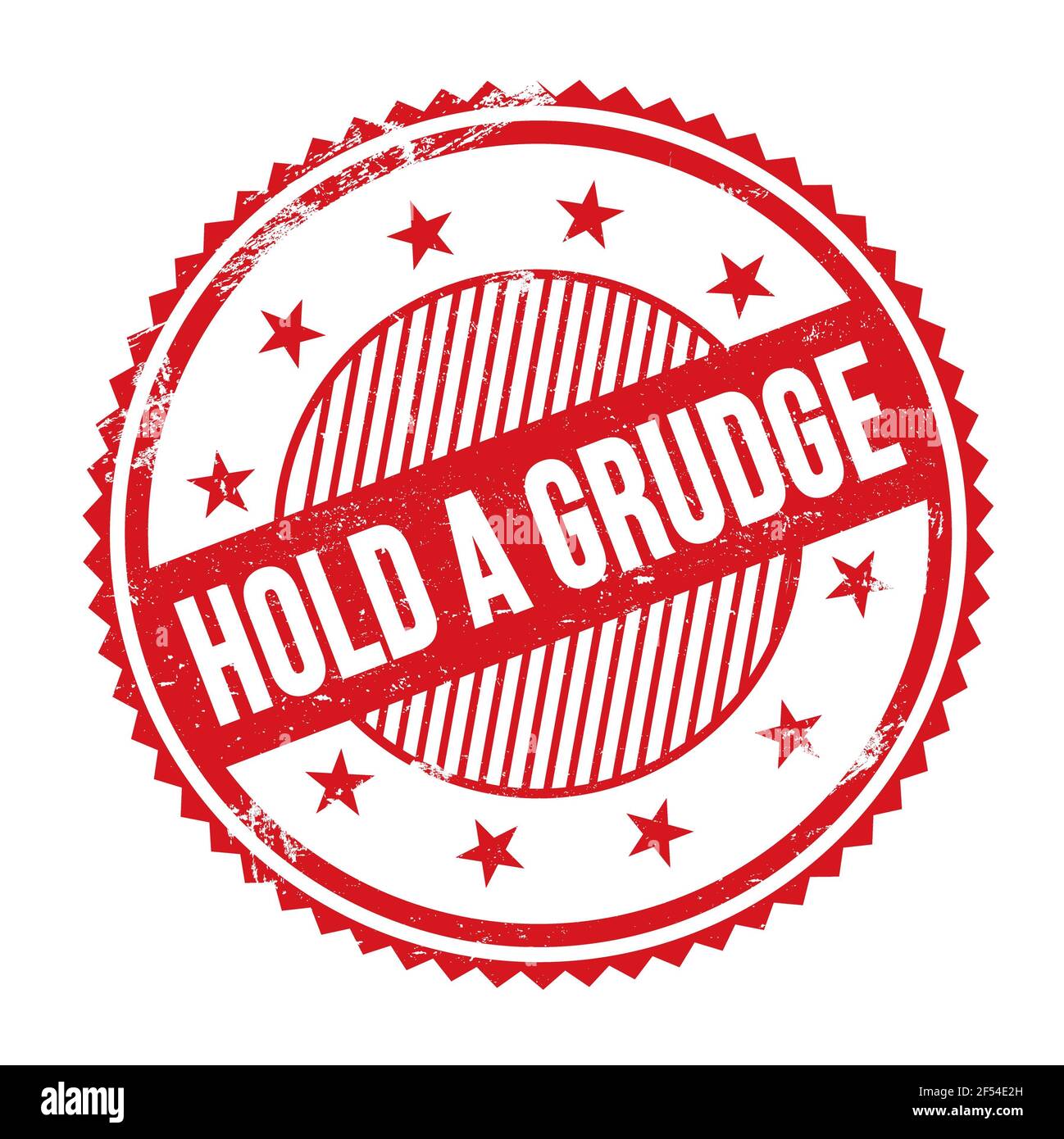 HOLD A GRUDGE text written on red grungy zig zag borders round stamp ...