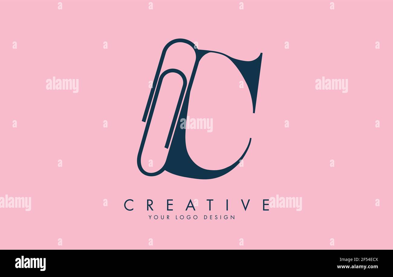 C letter logo design from paper clip. Business and education logo ...