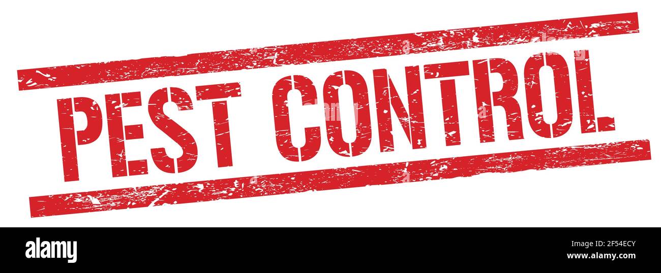 PEST CONTROL text on red grungy rectangle stamp sign Stock Photo - Alamy
