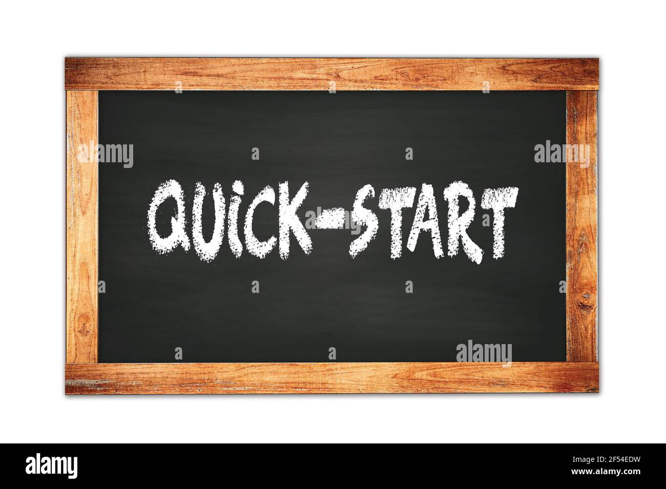 QUICK-START text written on black wooden frame school blackboard Stock ...
