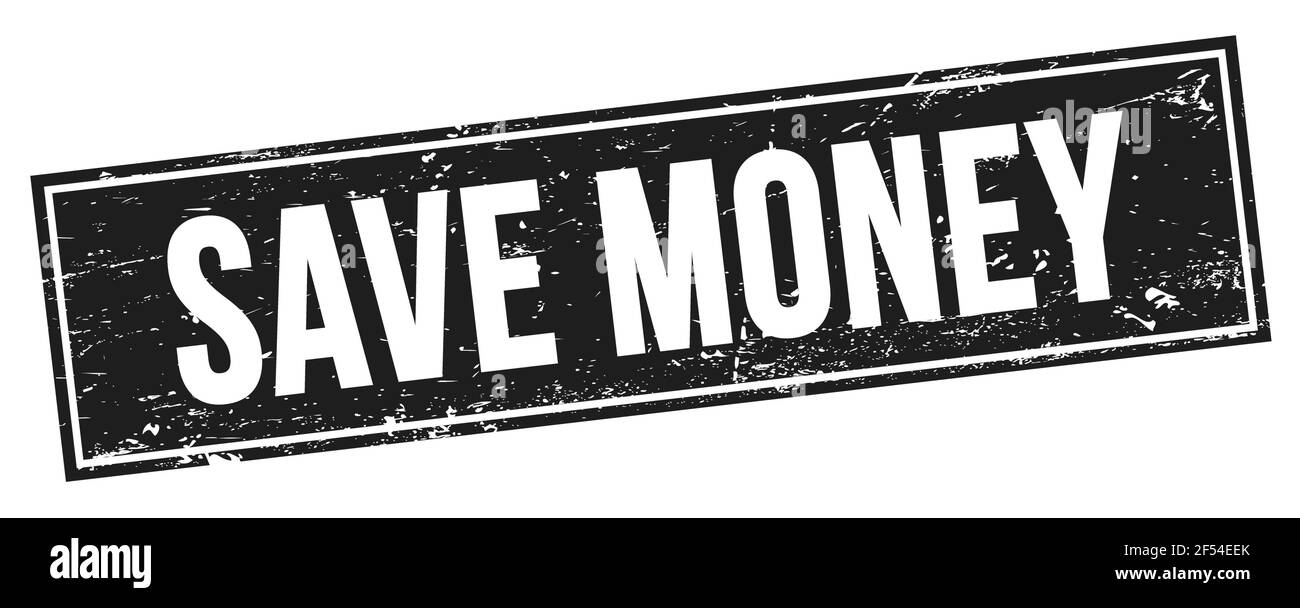 SAVE MONEY text on black grungy rectangle stamp sign Stock Photo - Alamy