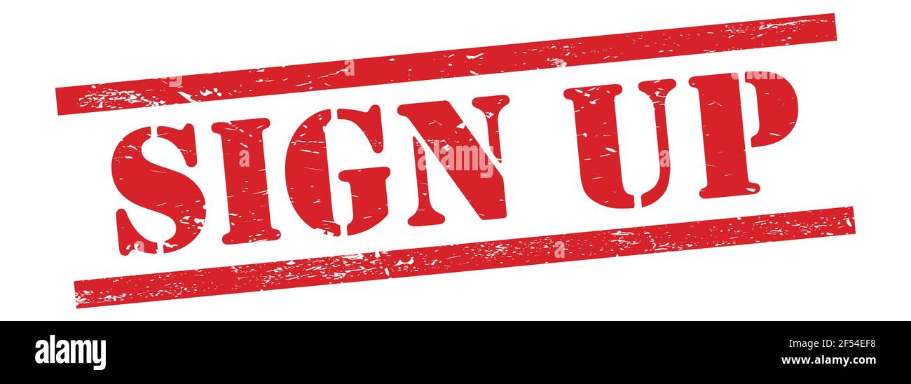 SIGN UP text on red grungy vintage rubber stamp Stock Photo - Alamy