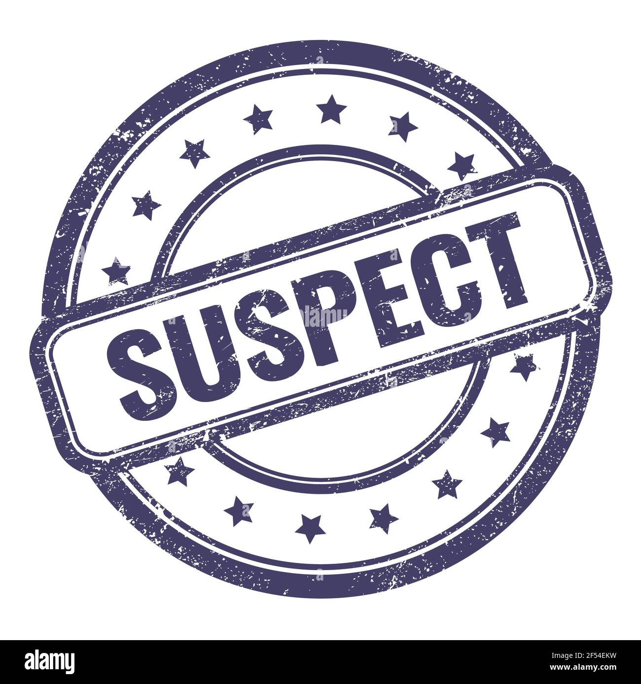 SUSPECT text on indigo blue grungy vintage round rubber stamp Stock ...