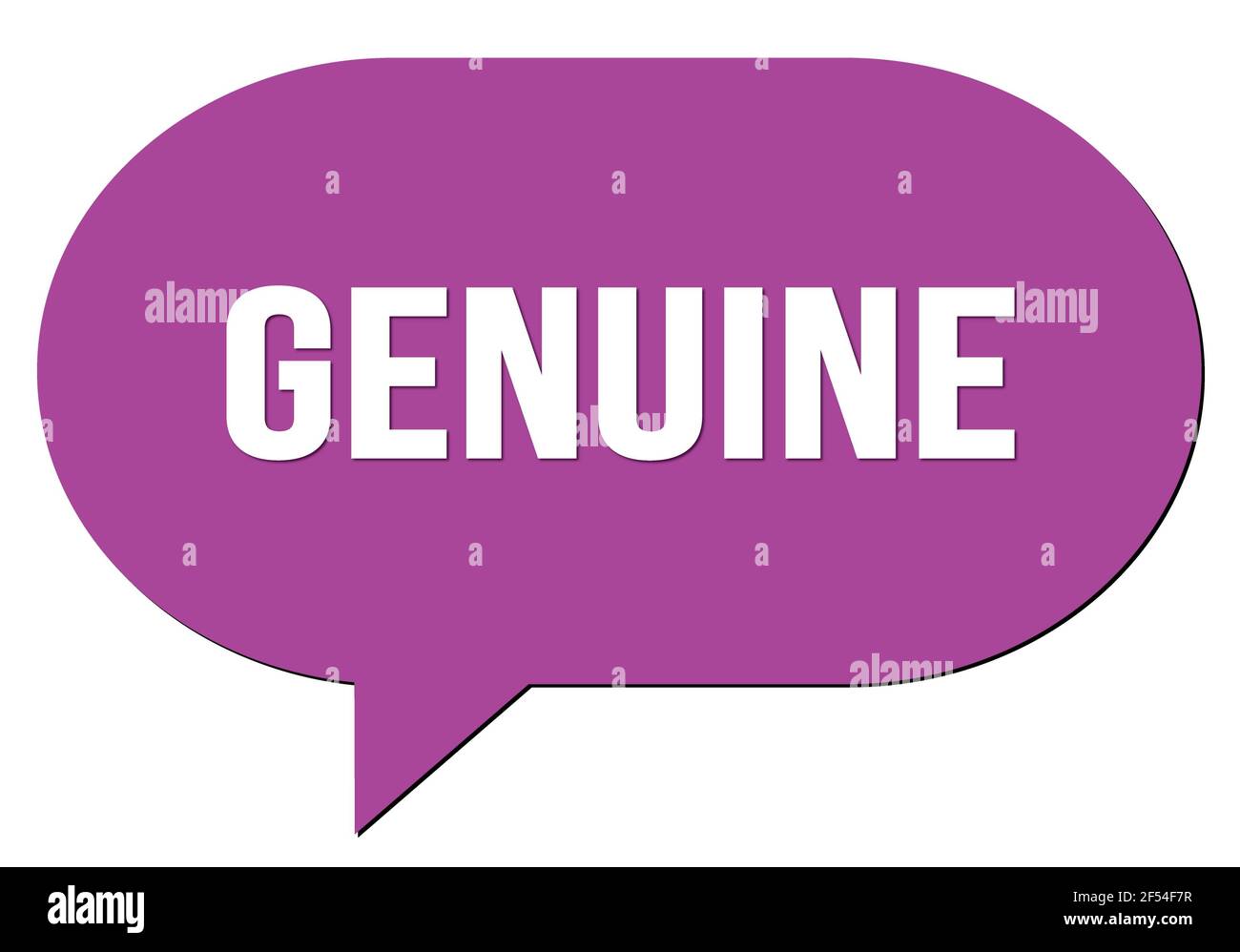 GENUINE text written in a violet speech bubble stamp Stock Photo - Alamy