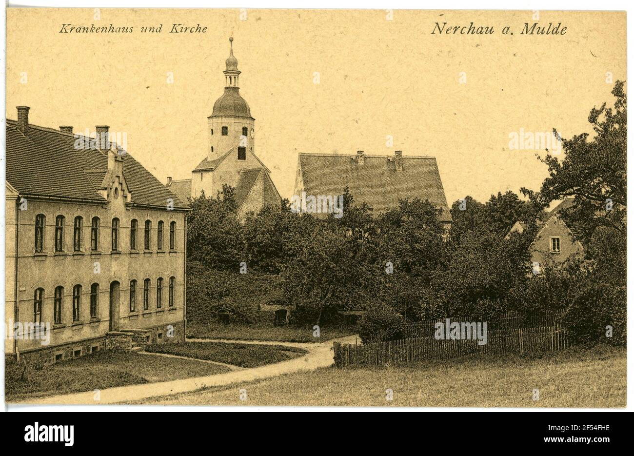 Church with hospital Nerchau. Church with hospital Stock Photo - Alamy