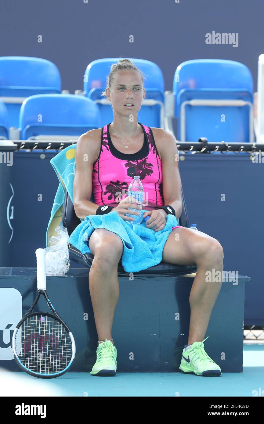 Miami Gardens, FL, USA. 23rd Mar, 2021. Arantxa Rus seen playing on day ...