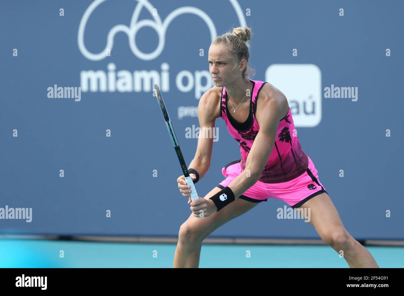 Miami Gardens, FL, USA. 23rd Mar, 2021. Arantxa Rus seen playing on day ...