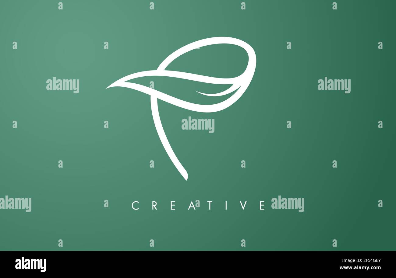Elegant P letter Leaf Logo Design with Outline Monogram Style Flat and ...