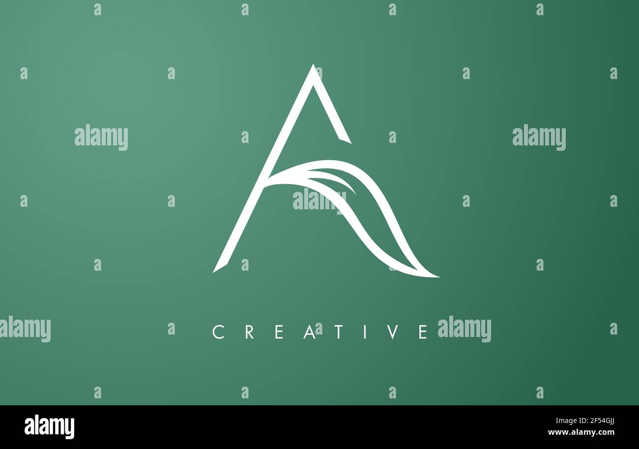 Elegant A letter Leaf Logo Design with Outline Monogram Style Flat and ...