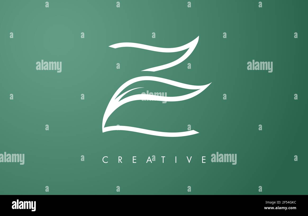 Elegant Z letter Leaf Logo Design with Outline Monogram Style Flat and ...