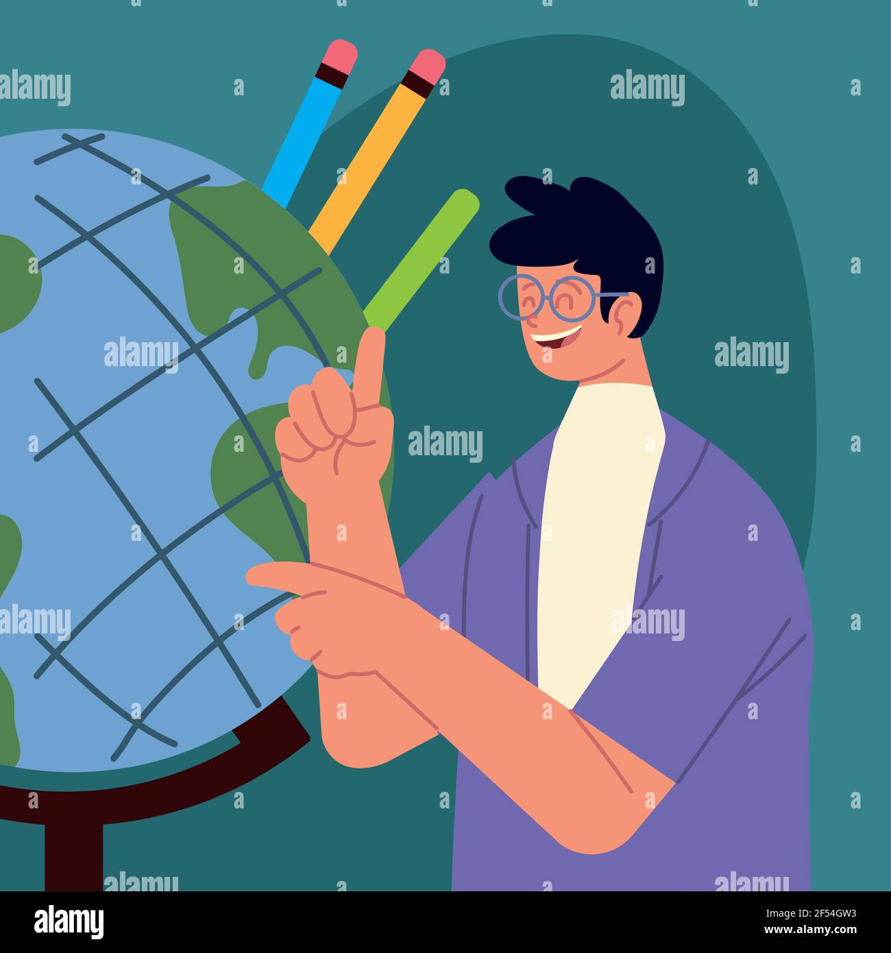 teacher map pencils Stock Vector Image & Art - Alamy