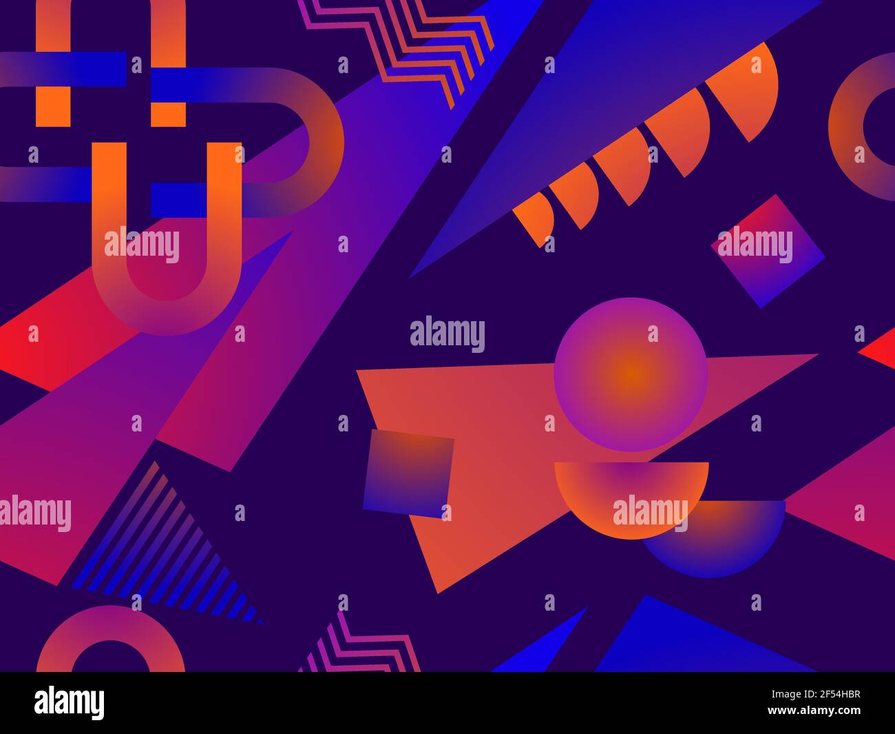 Gradient geometric seamless pattern in 80s style with memphis elements ...