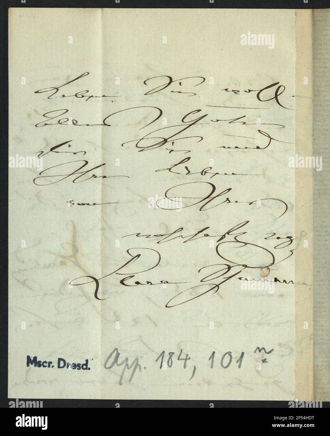 Letter from Clara Schumann to Mrs. ... Schmidt Stock Photo - Alamy