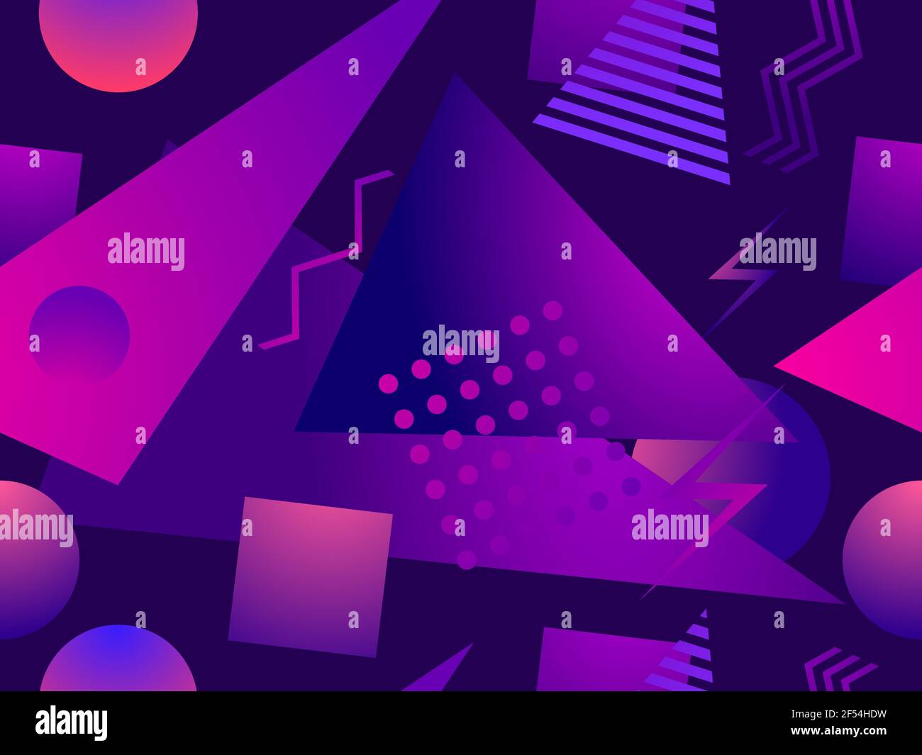 Gradient geometric seamless pattern in 80s style with memphis elements ...
