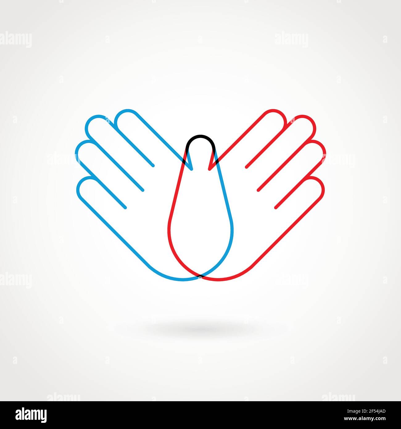 Hand gesture outline. Red and blue. Flat design, vector illustration ...