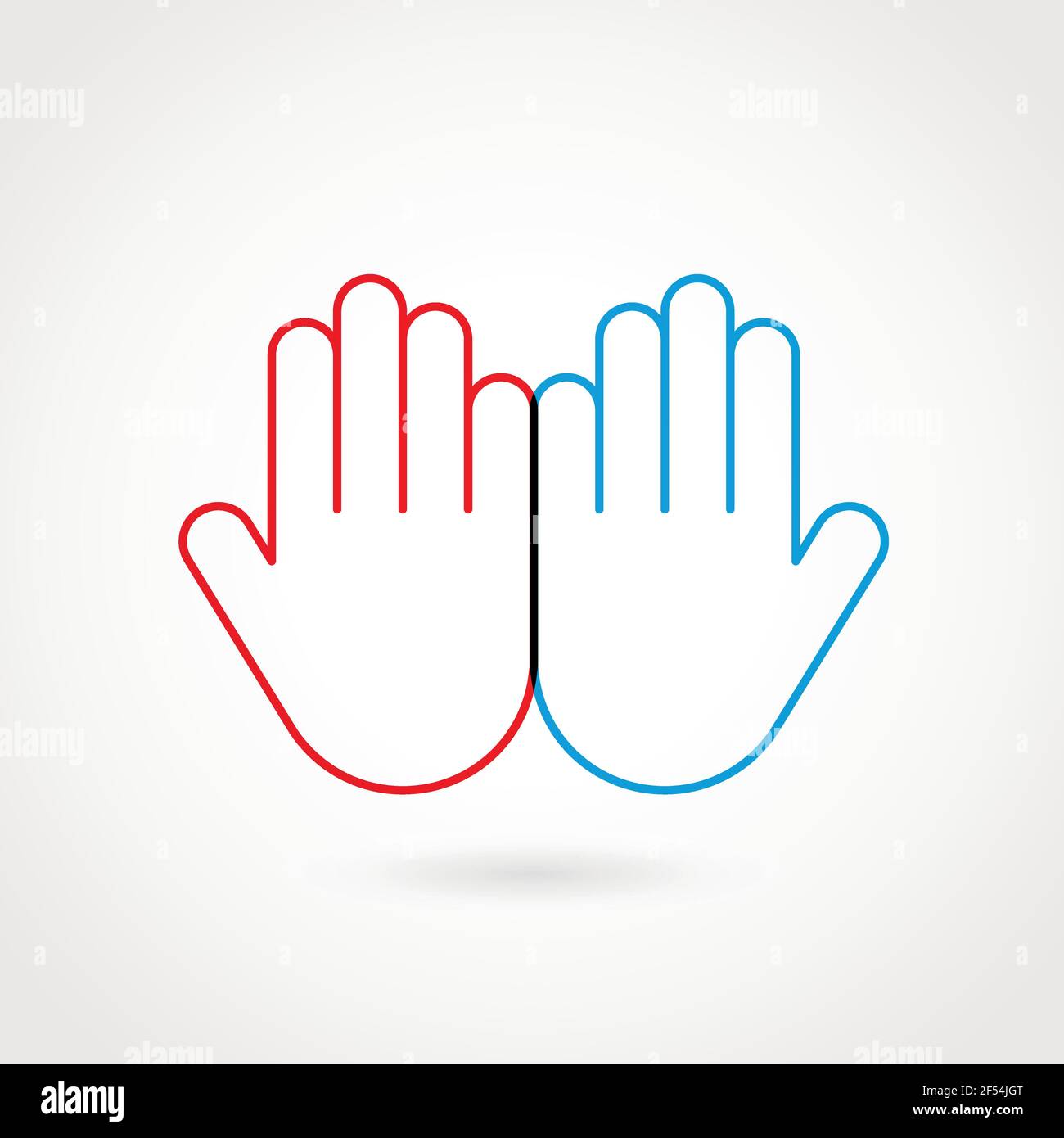 Hand gesture outline. Red and blue. Flat design, vector illustration ...