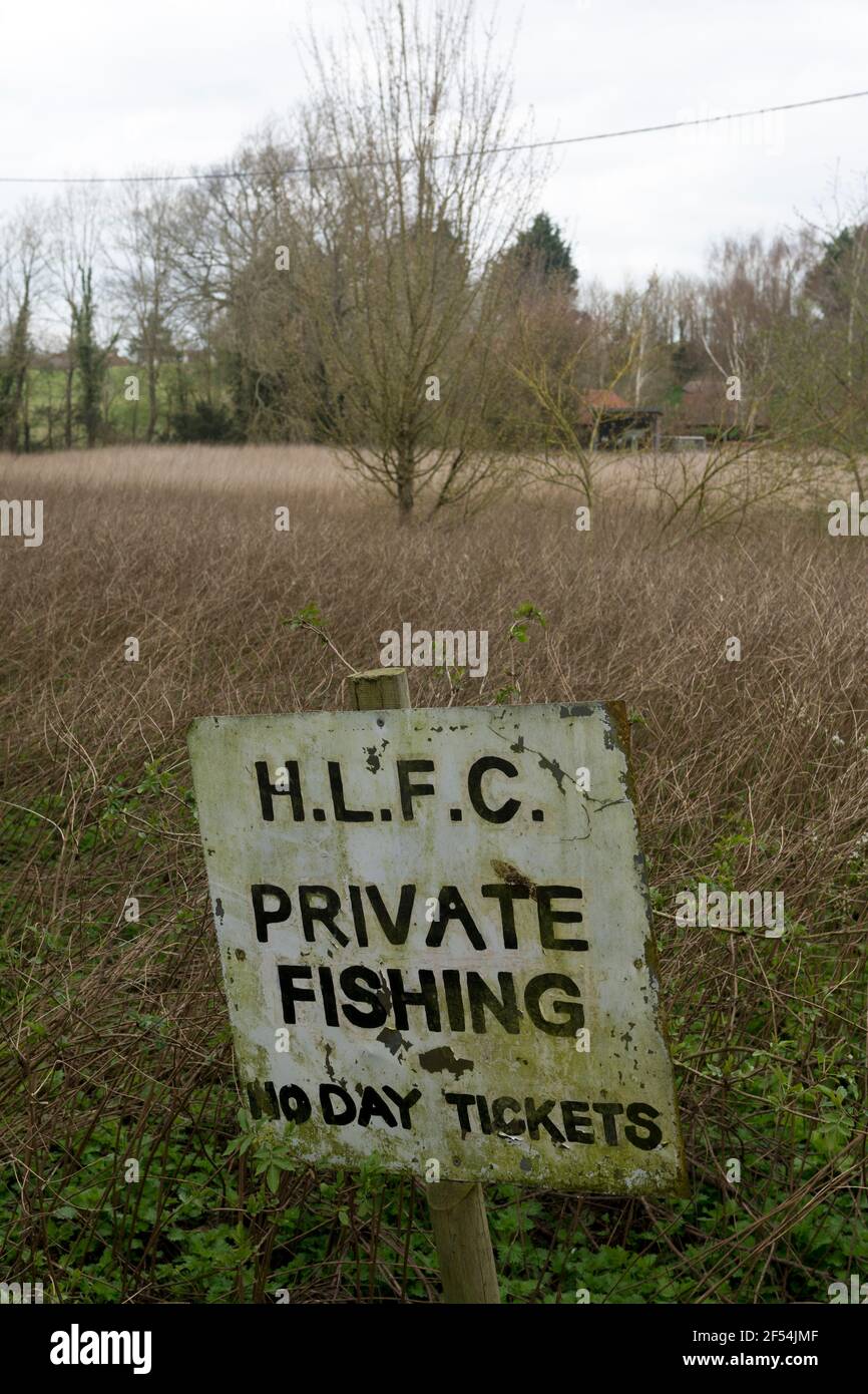 Private fishing sign, Hampton Lucy, Warwickshire, England, UK Stock ...