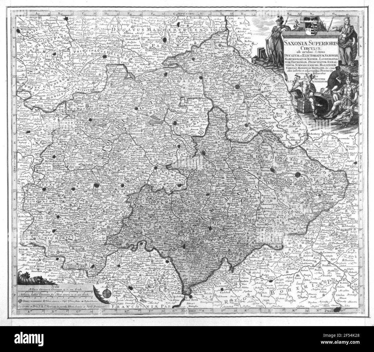 Saxony without the Lausitz. With border colorite Stock Photo - Alamy