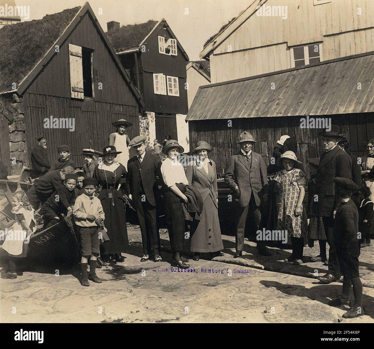 Thorshaven / Faroe Islands (Denmark). Group image with tourists and ...