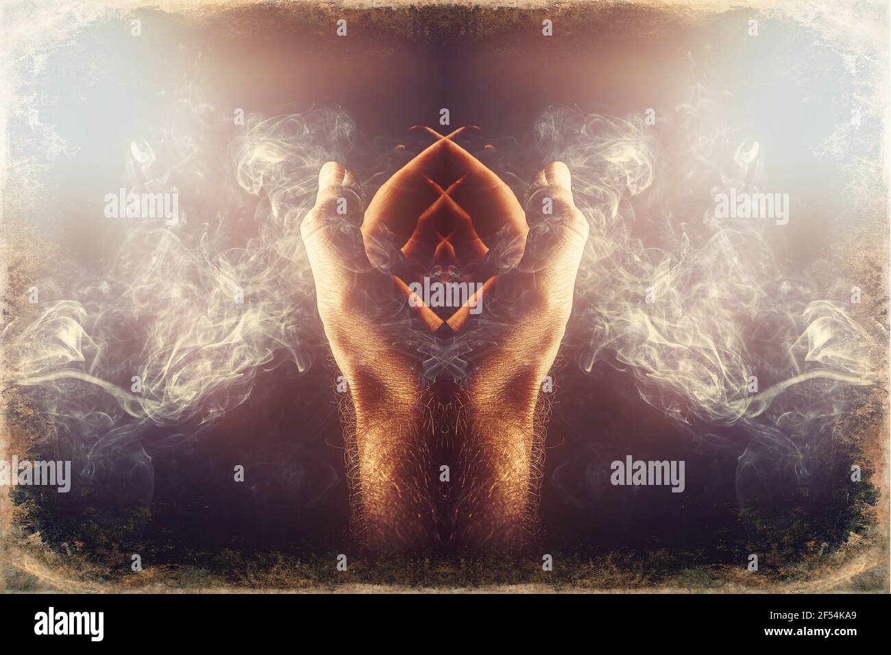 hand in smoke ona black background, praying hands Stock Photo - Alamy