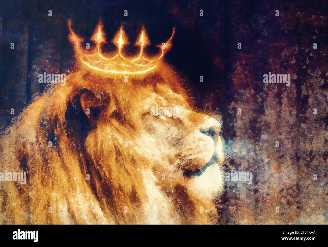lion king portrait on abstract background Stock Photo - Alamy