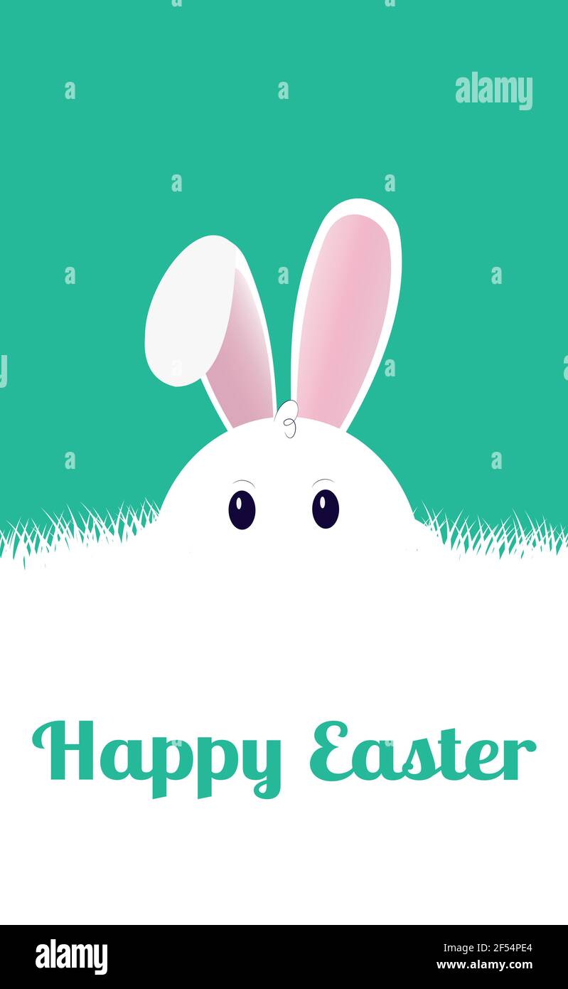 Easter bunny sitting in dense grass - Vector illustration Stock Vector ...