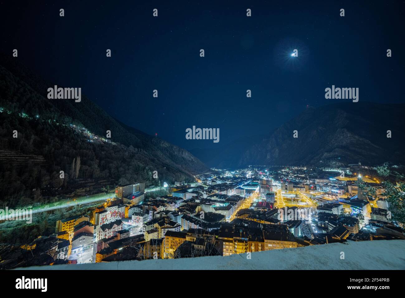 night lanscape of Andorra la vella top Stock Photo - Alamy