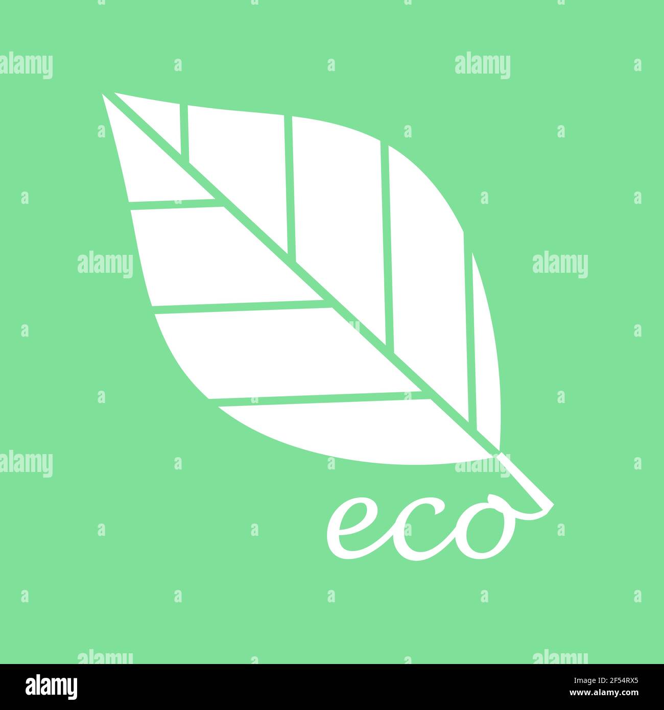White eco leaf on green background. Vector illustration Stock Vector ...