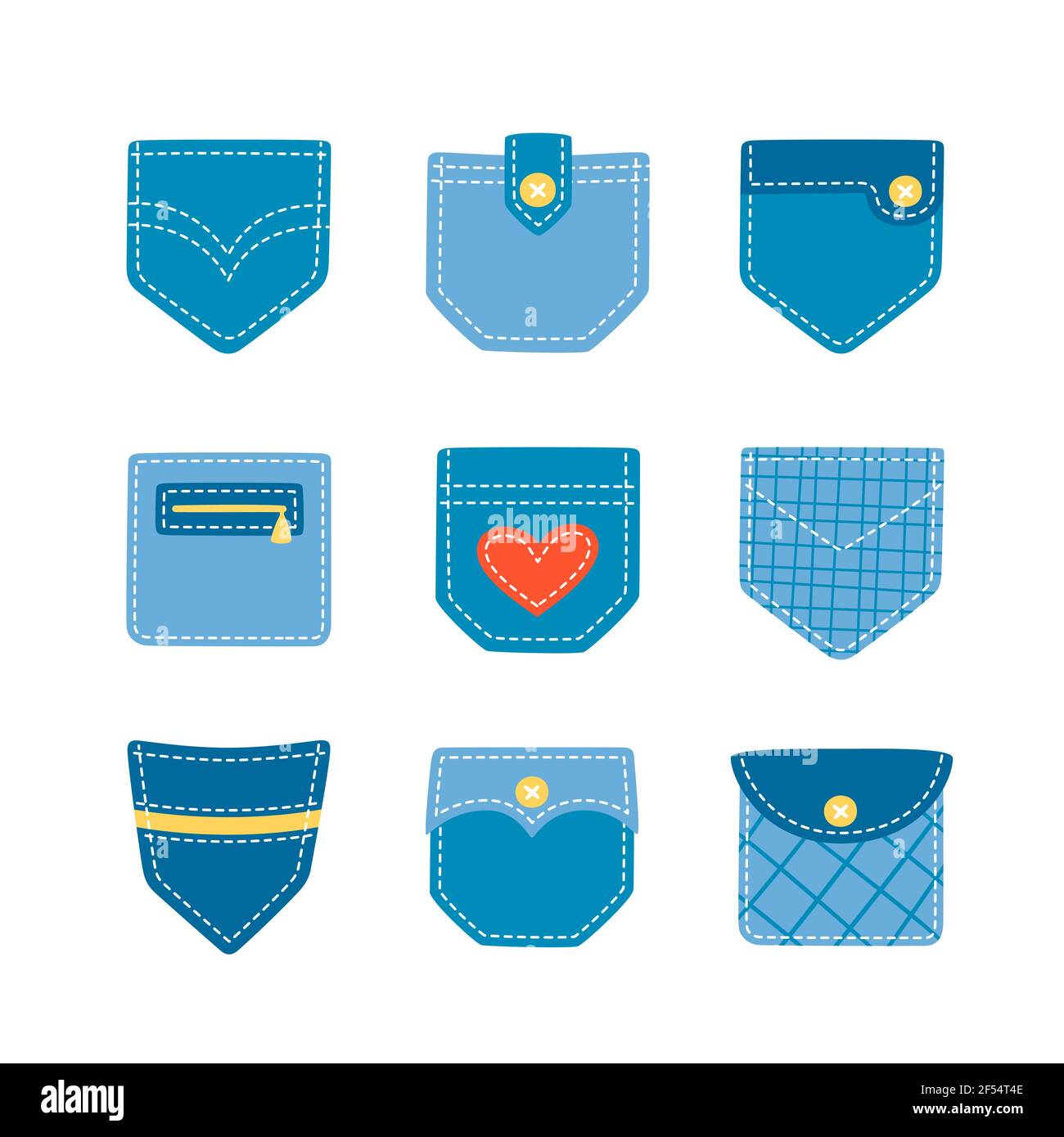 Set of and drawn patch pockets for denim pants and other clothing ...