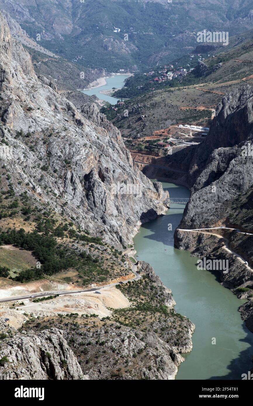 Kemaliye District (Egin) and Dark Canyon River in Erzincan, Turkey ...