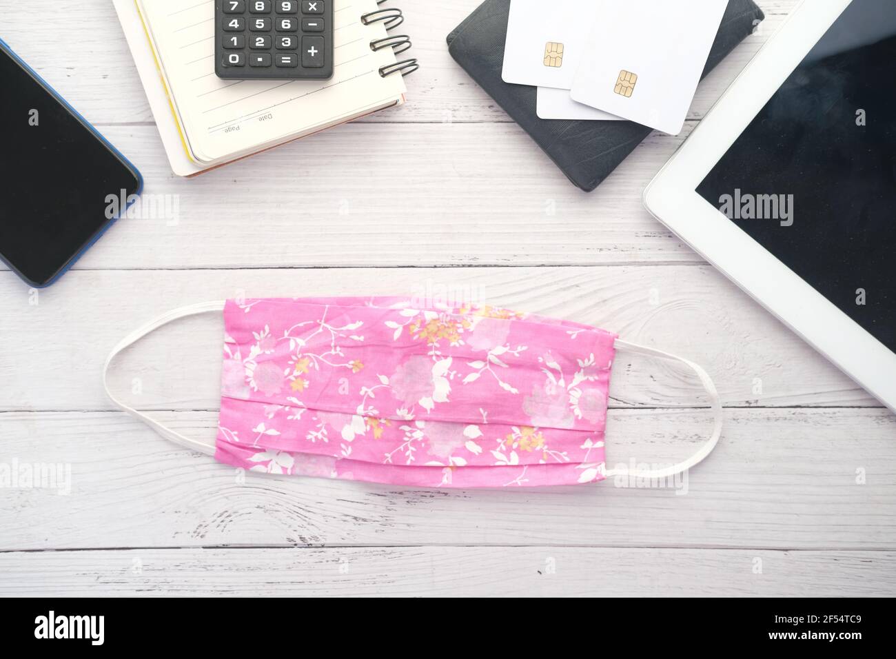 top view of homemade mask on office desk Stock Photo - Alamy