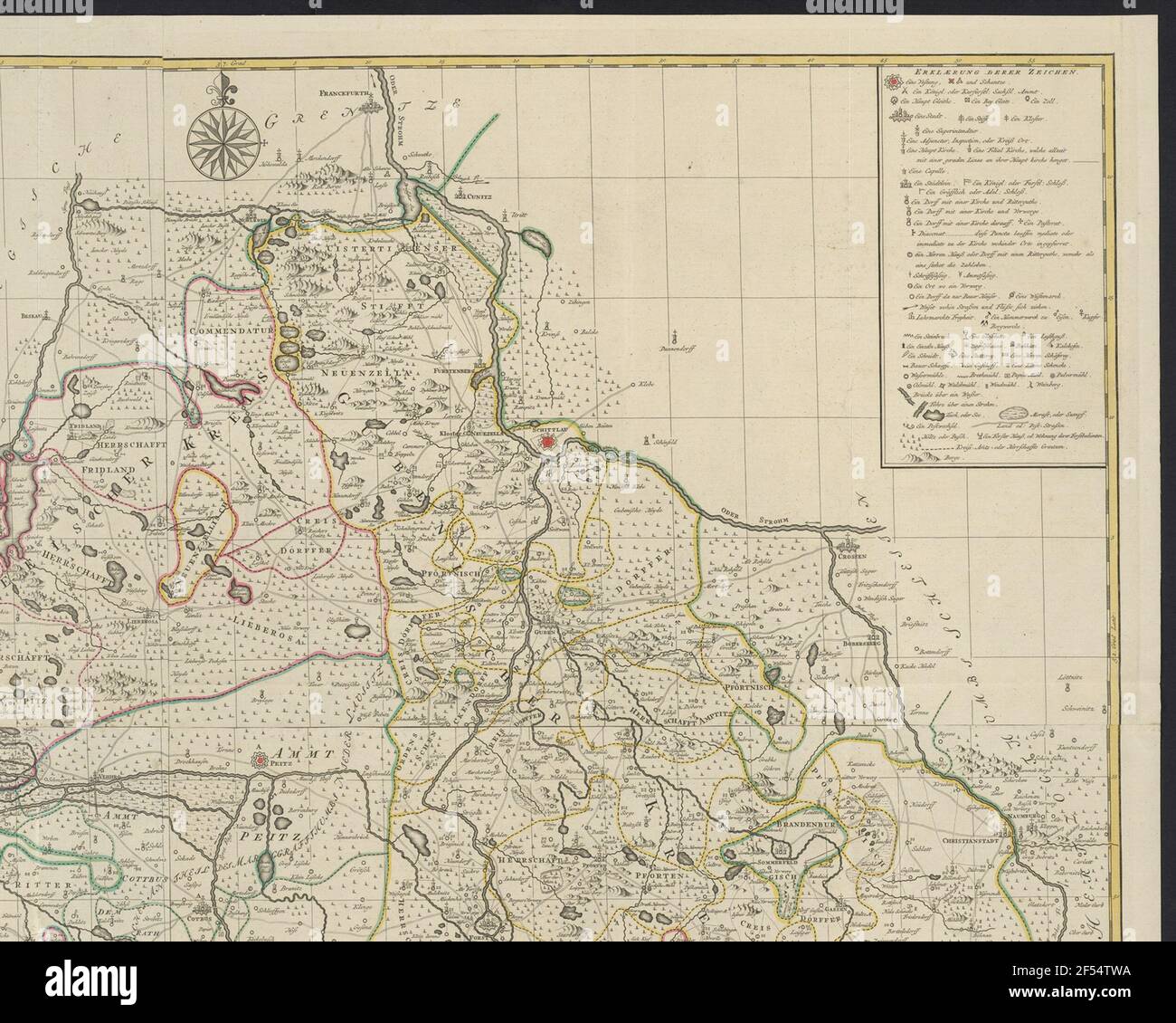 Kt. 40: Map of Niederlausitz, 1: 120 000, copper engraving, 1757 Stock ...