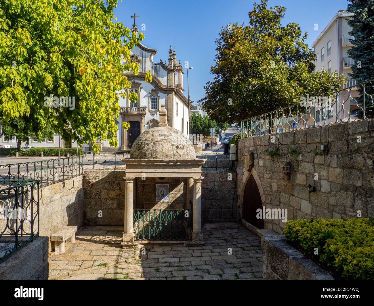 Viseu, Portugal; August 2020: Overview of the Saint Christina Fountain ...
