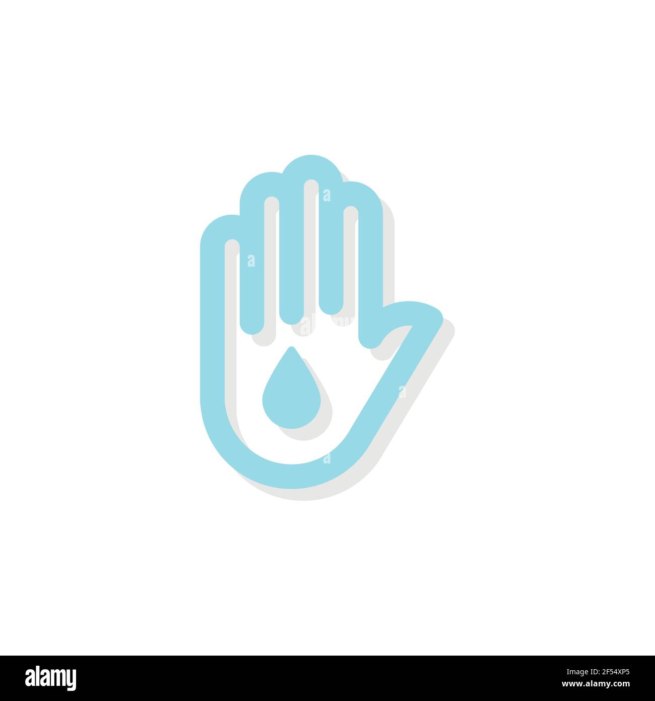Hand with water drop icon. Vector illustration, flat design Stock ...
