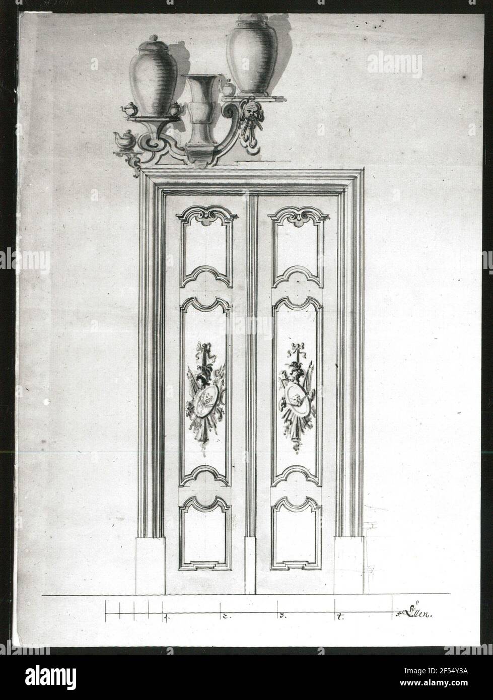 Design for a door with consoles for various porcelain Stock Photo - Alamy