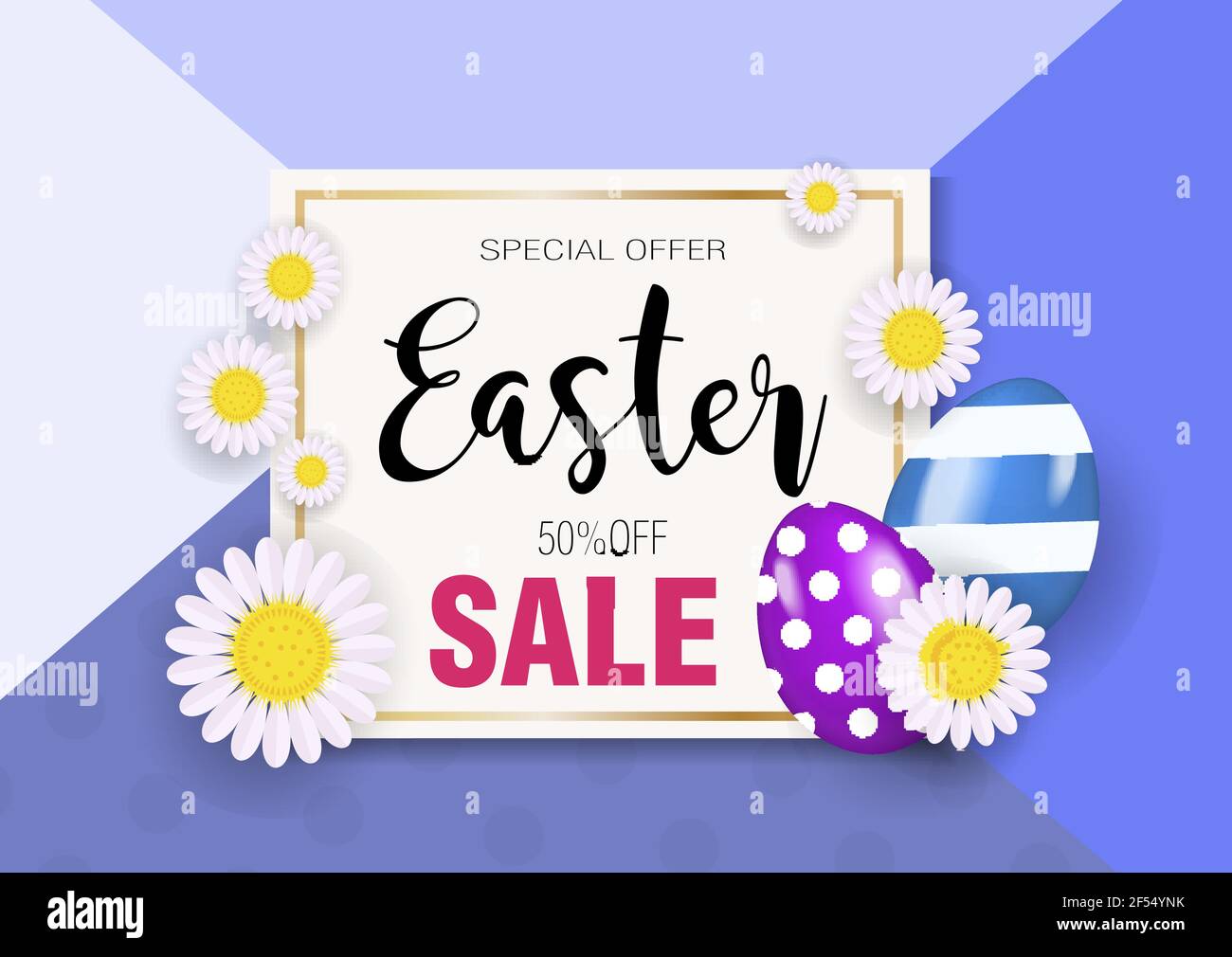 Happy Easter super offer, discounts, promotion with realistic colored ...
