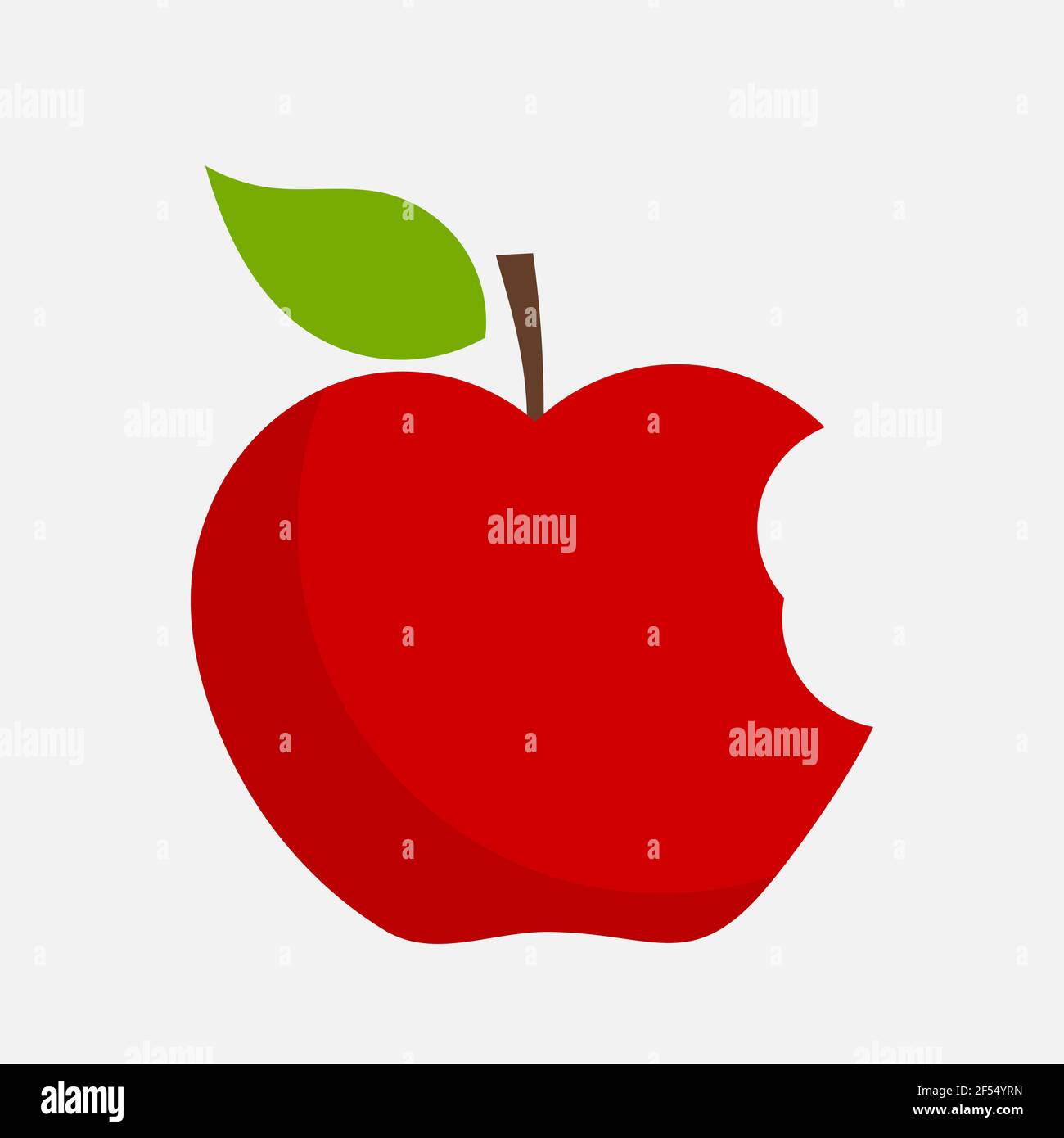 Red bitten apple with leaf. Vector illustration Stock Vector Image ...