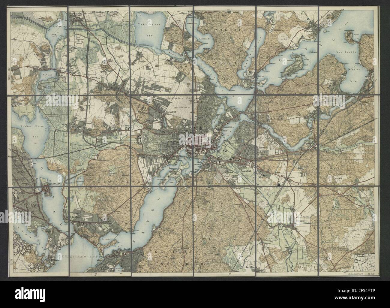 Map of Potsdam and surroundings, 1:25 000, color printing, 1906 Stock ...