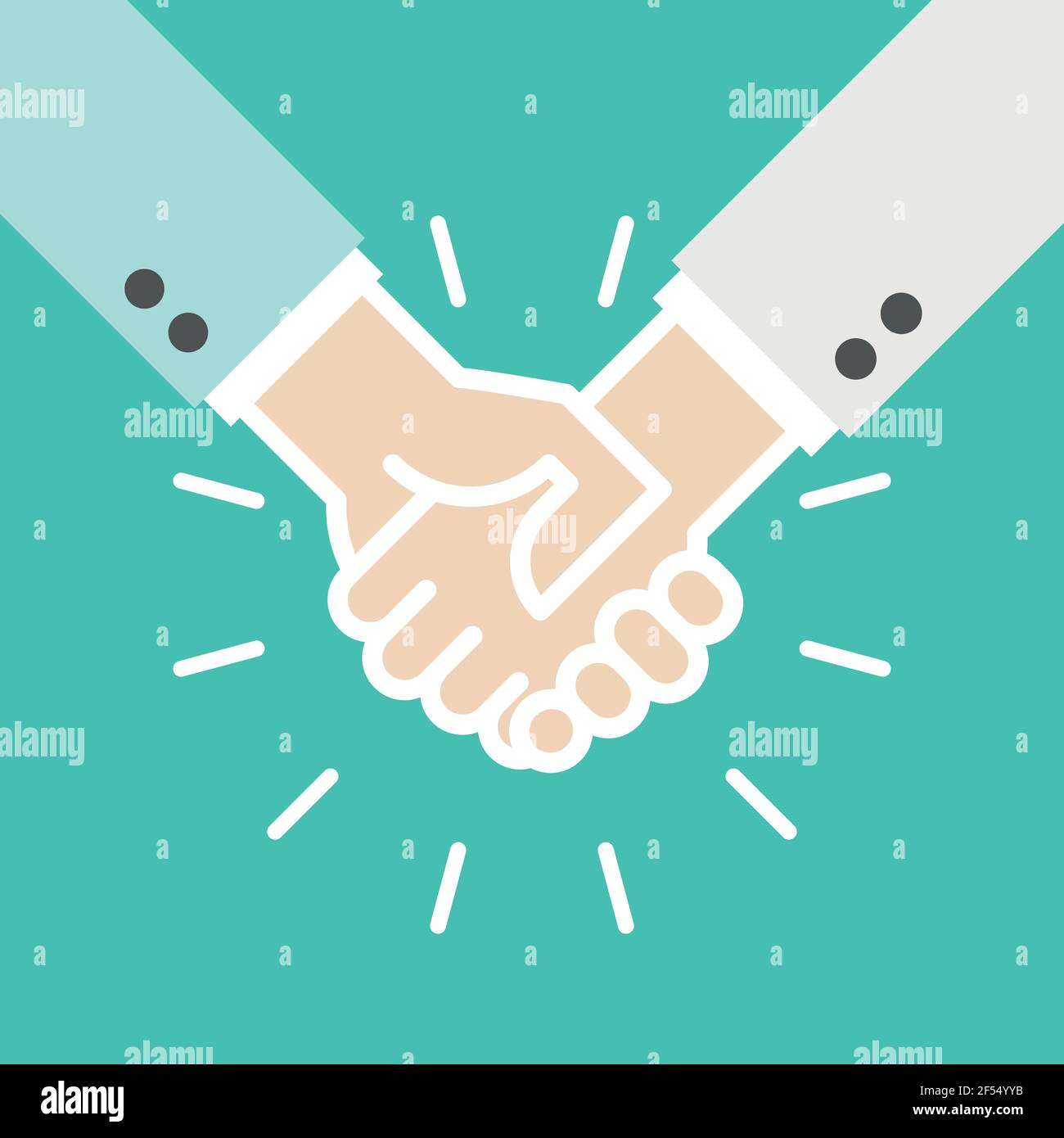 Handshake icon. Shaking hands with abstract rays. Success business ...