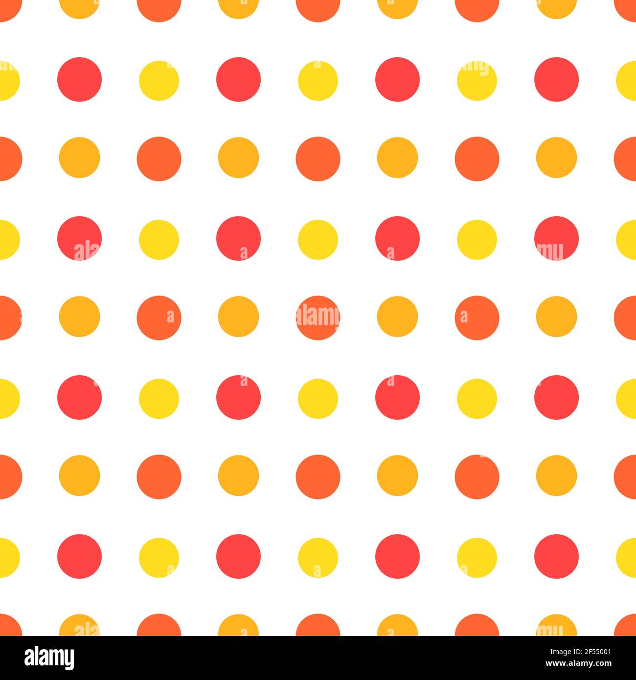 Polka dot orange, red and yellow seamless pattern. Vector illustration ...