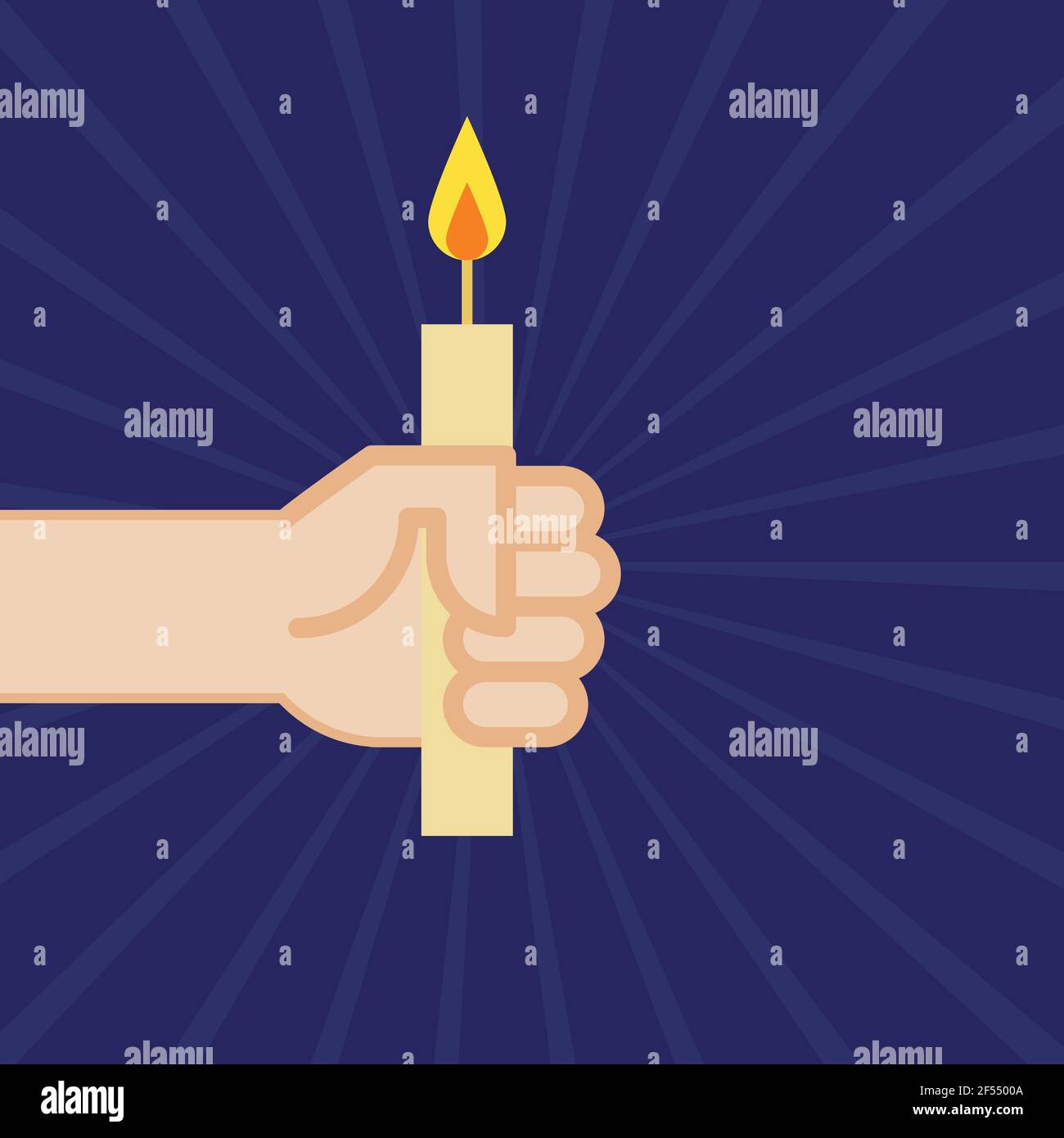 Hand holding candle. Vector illustration, flat design Stock Vector ...