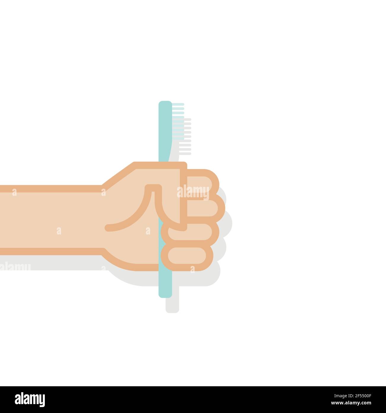 Hand holding toothbrush. Vector illustration, flat design Stock Vector ...