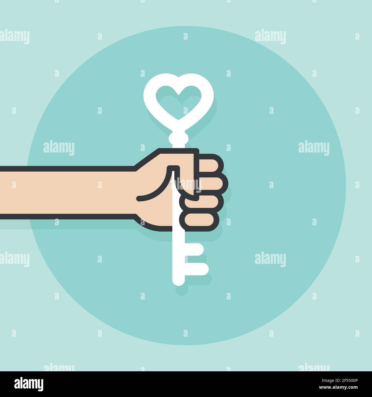 Hand holding key. Vector illustration, flat design Stock Vector Image ...