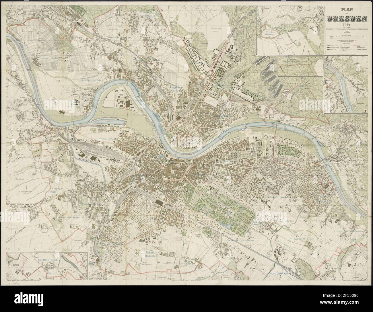 City map of Dresden, 1:10 000, lithograph, 1914 Stock Photo - Alamy