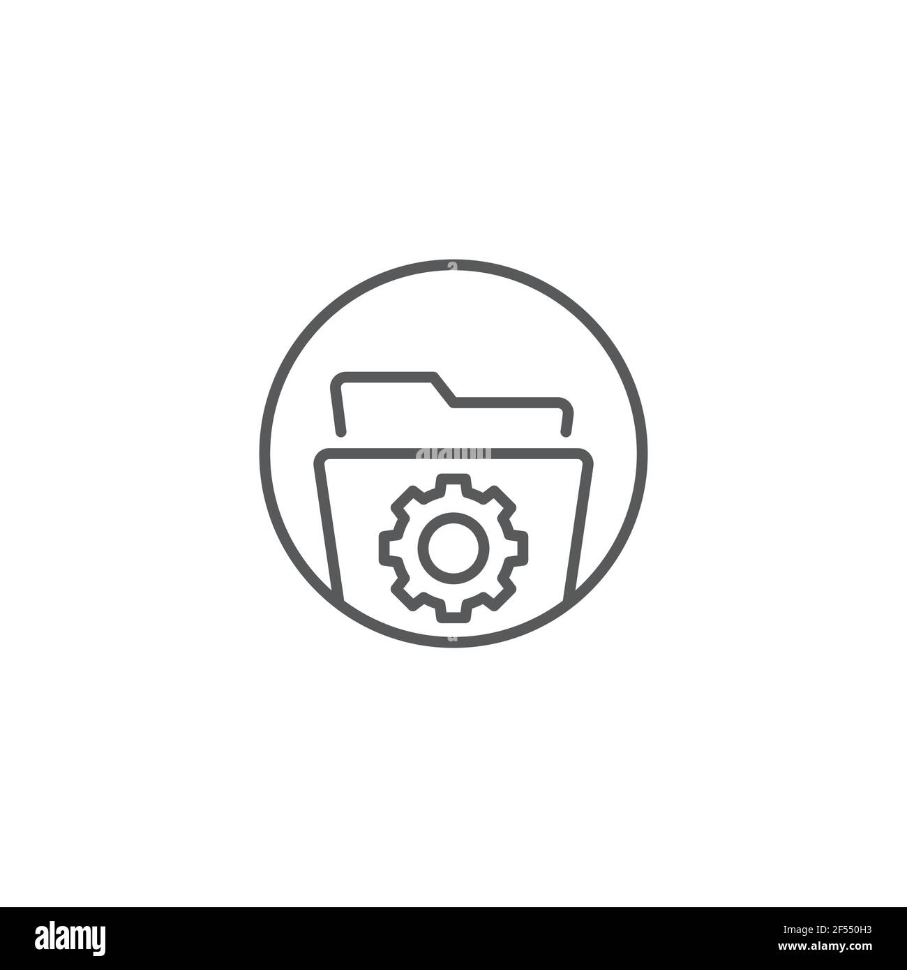 Folder settings with gears icon isolated on white background. Software ...