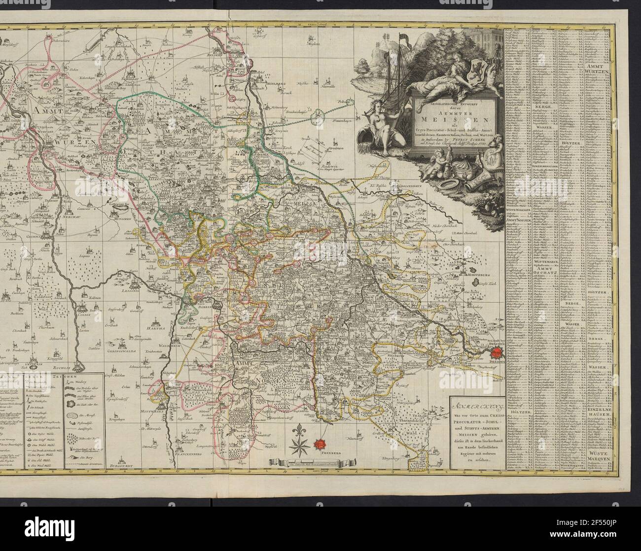 Kt. 8: Map of the Office Meissen, about 1: 120 000, copper engraving ...