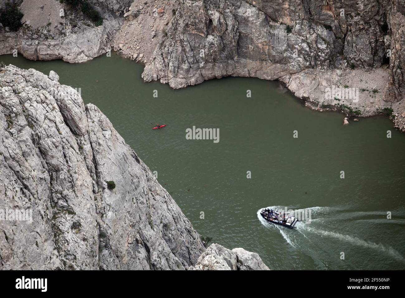 Passenger boat on the Dark Canyon in Kemaliye (Egin), Erzincan, Turkey ...