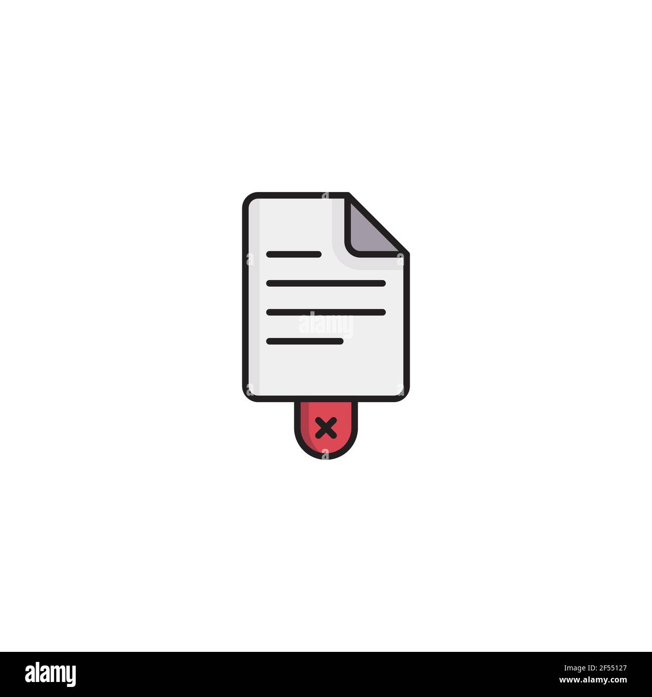 Delete file document icon isolated on white background. Paper sheet with recycle bin sign ...